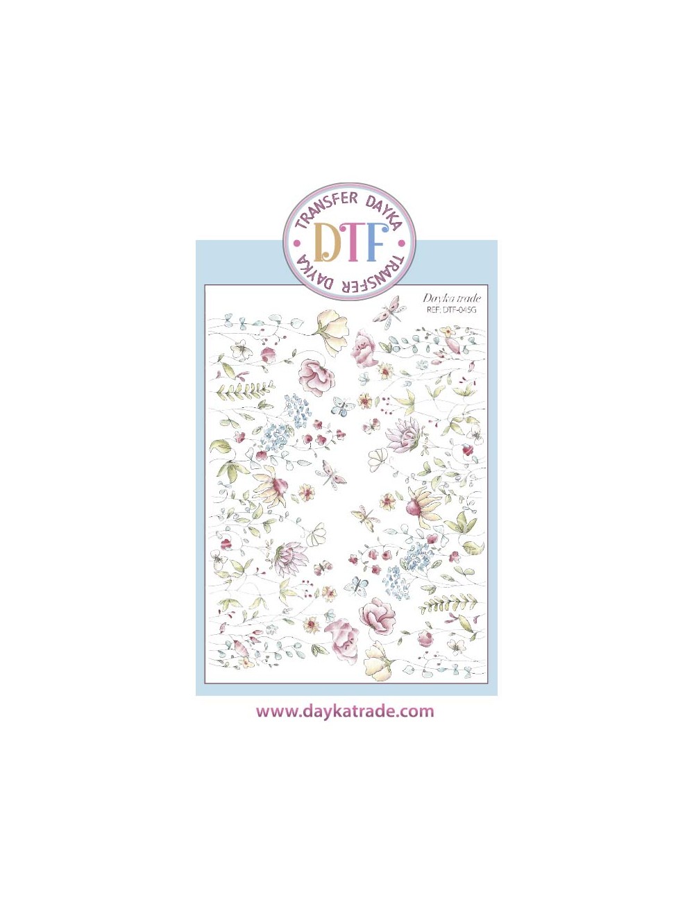 Transferencia textil con flores y mariposas